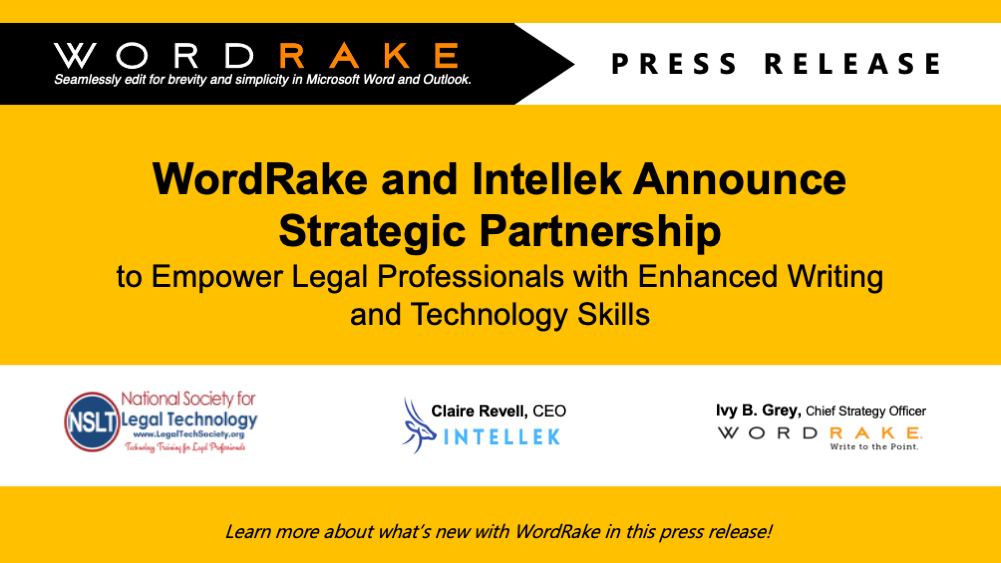 WordRake and Intellek Announce Strategic Partnership to Empower Legal ...