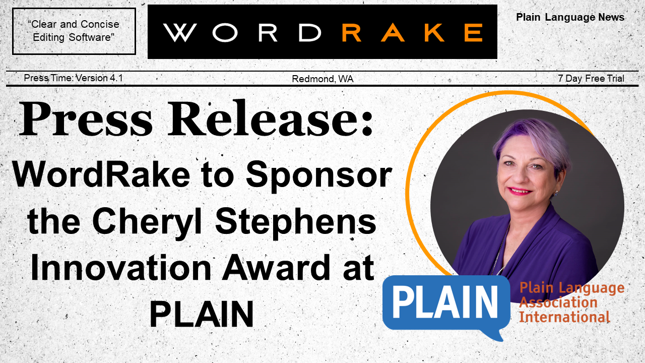 Press Release: WordRake to Sponsor the Cheryl Stephens Innovation Award ...