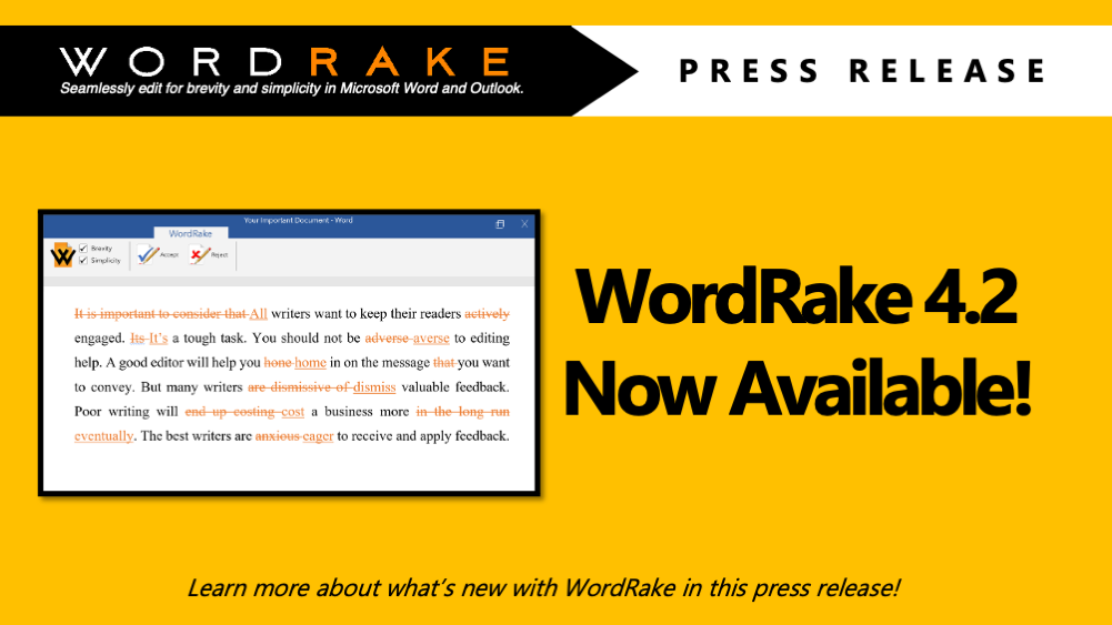 WordRake 4.2: Edits for AI Wordiness, Gender-Neutral Pronouns, and ...